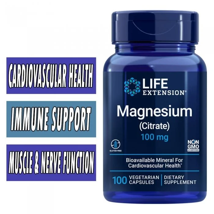 Magnesium (Citrate) | Life Extension | 100 Veg Capsules